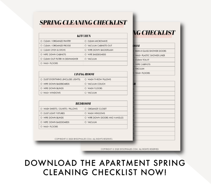 APARTMENT SPRING CLEANING CHECKLIST - By Sophia Lee