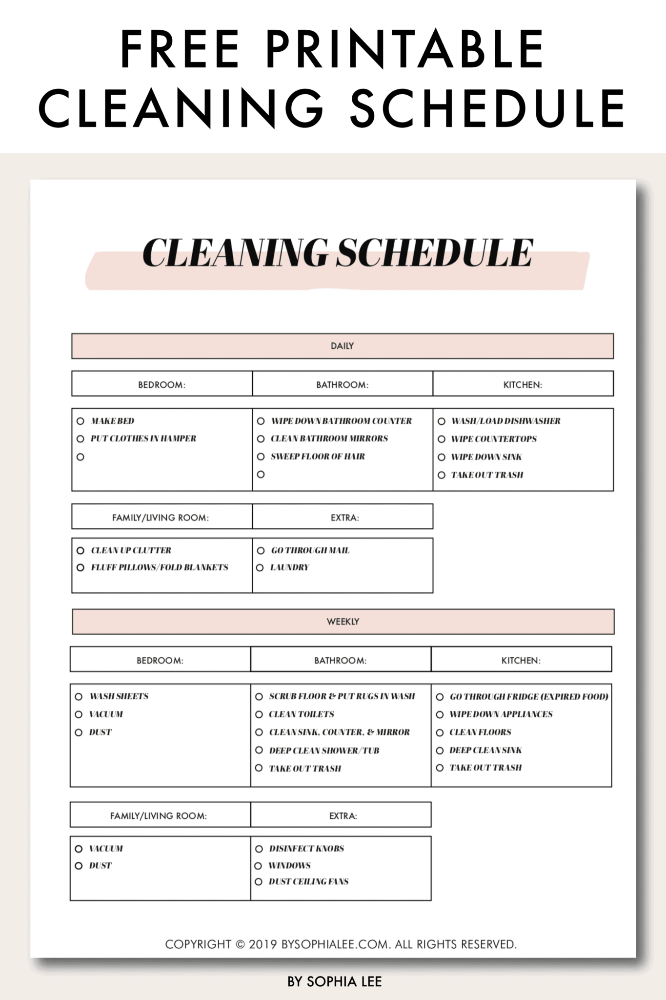 13 Free Organization Printables That Will Change Your Life - By Sophia Lee