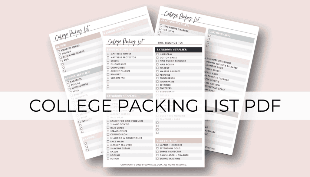 The Best College Packing List For Freshmen | College Packing List PDF ...