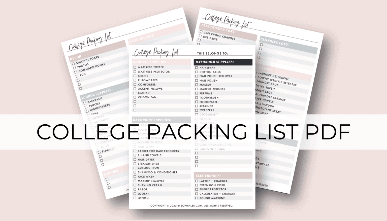 The Best College Packing List For Freshmen | College Packing List PDF ...