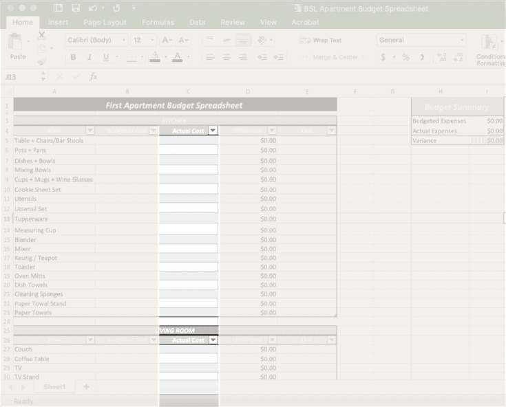 This First Apartment Budget Worksheet Will Make Your Move SO Much ...