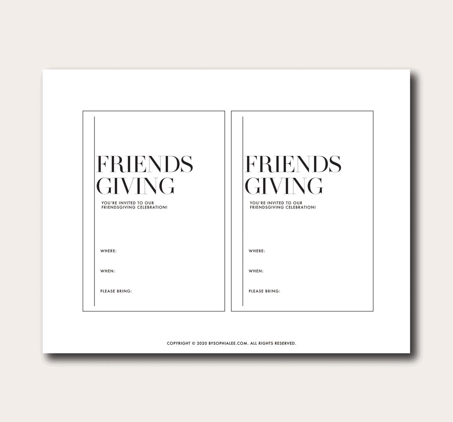 The Best (FREE) Friendsgiving Invitations - By Sophia Lee