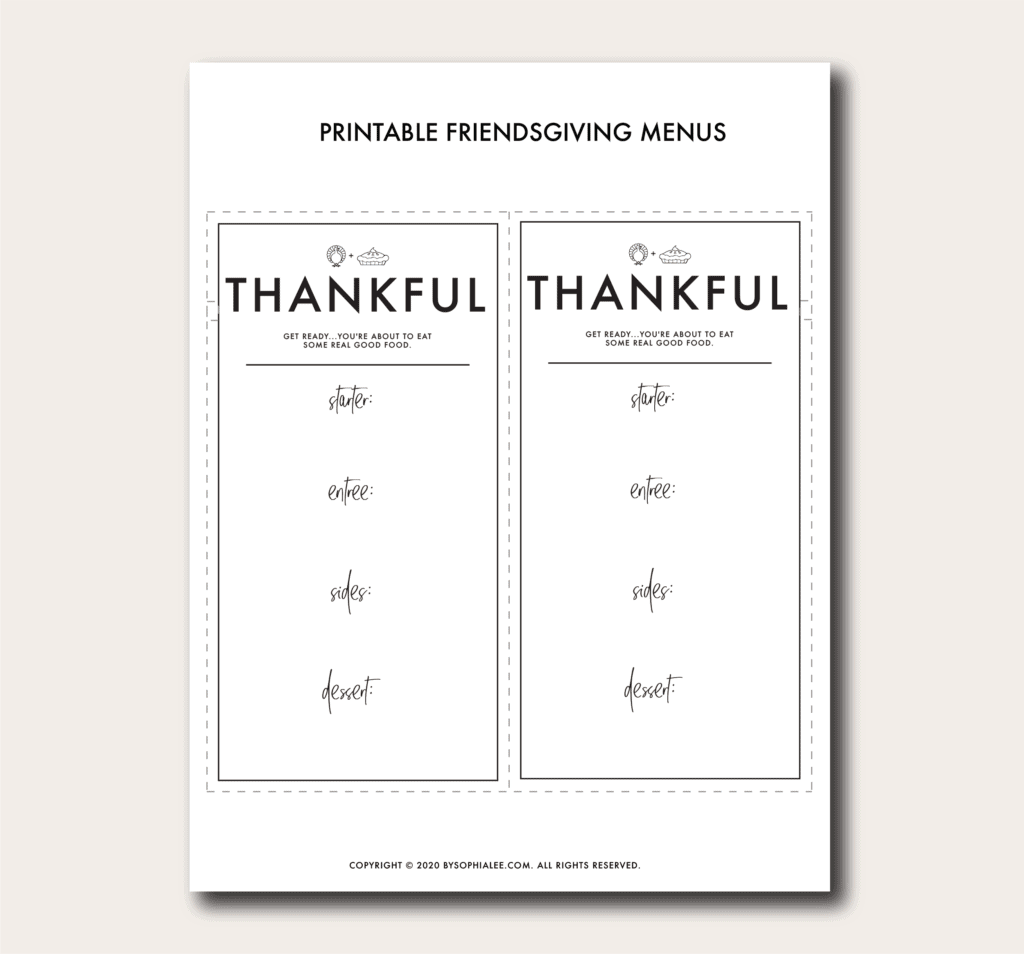 Friendsgiving Printables - By Sophia Lee