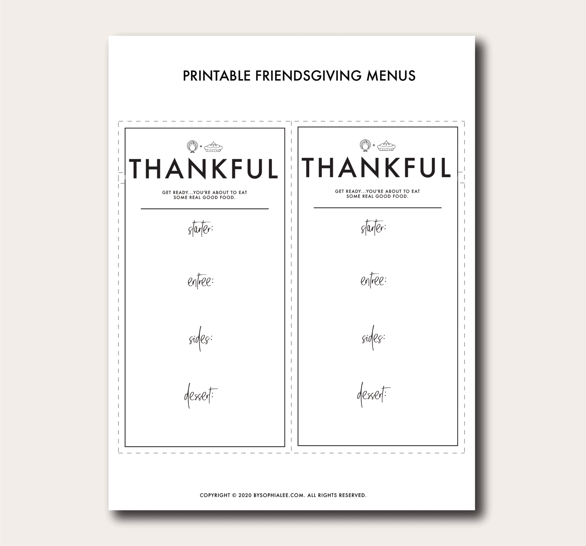 Friendsgiving Printables - By Sophia Lee