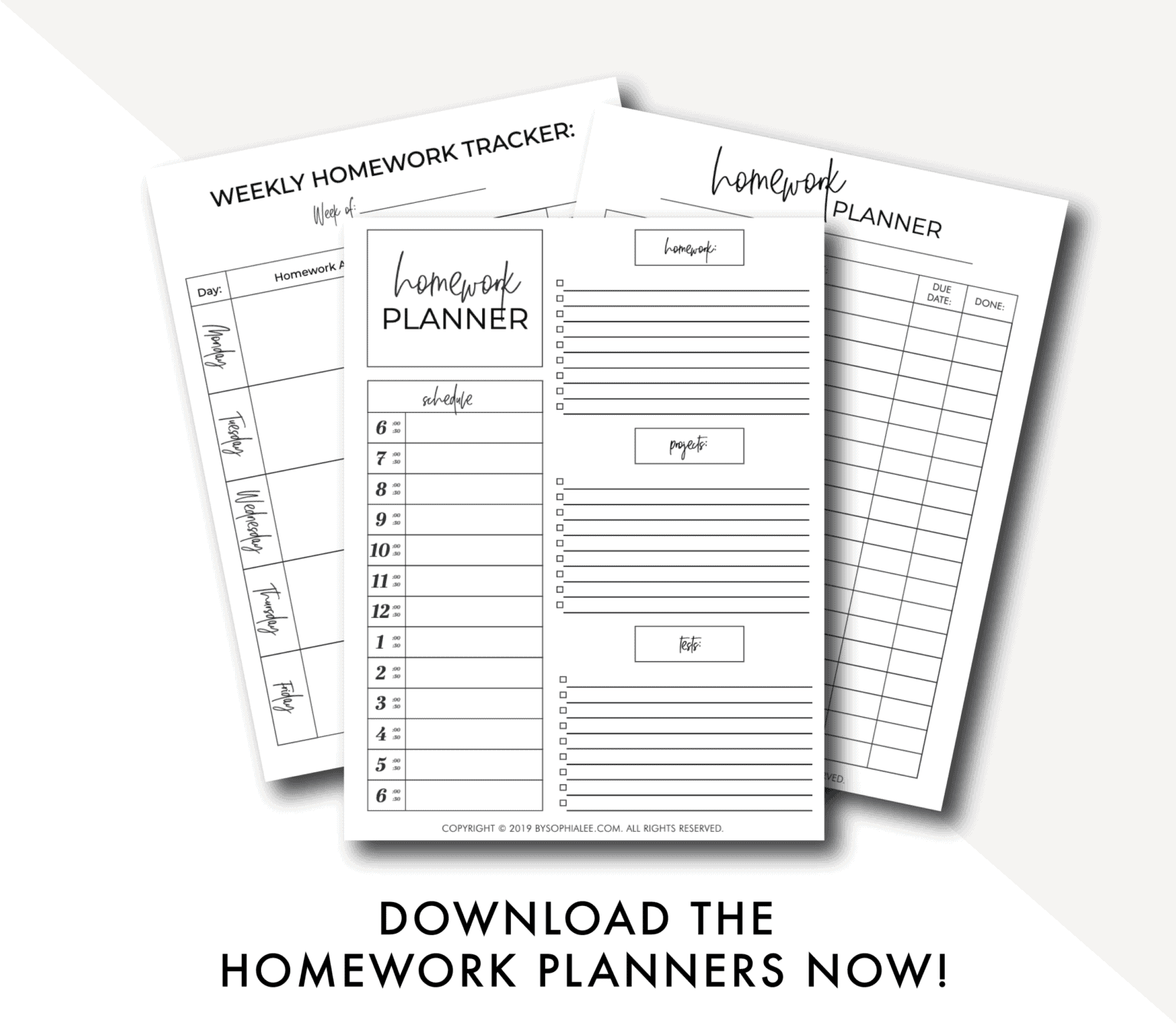 HOMEWORK PLANNER - By Sophia Lee